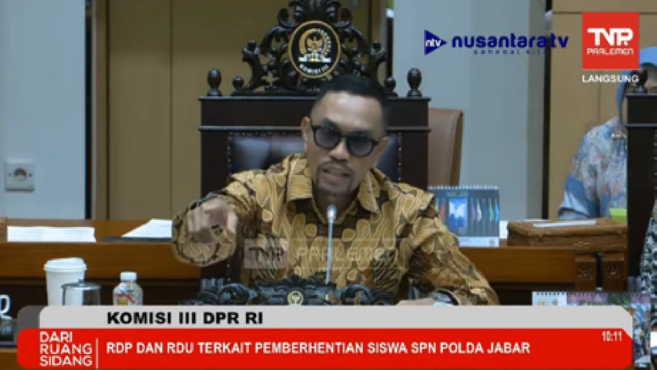 Wakil Ketua Komisi III DPR RI, Ahmad Sahroni saat RDP dan RDU Terkait Pemberhentian Siswa SPN ...